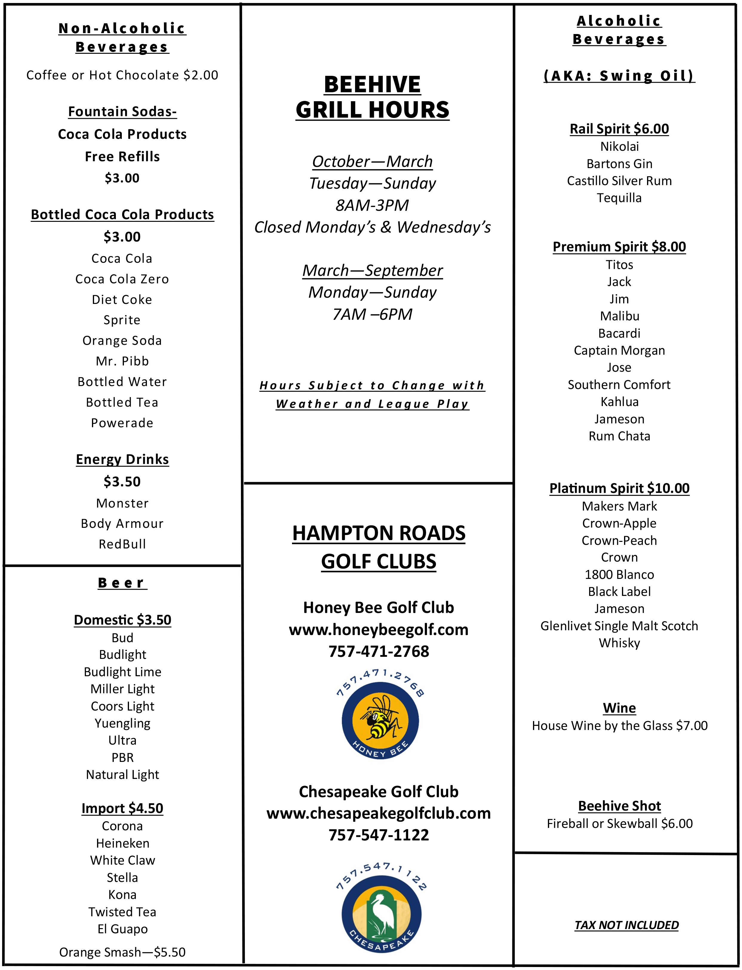 Food & Beverage - Honey Bee Golf Club
