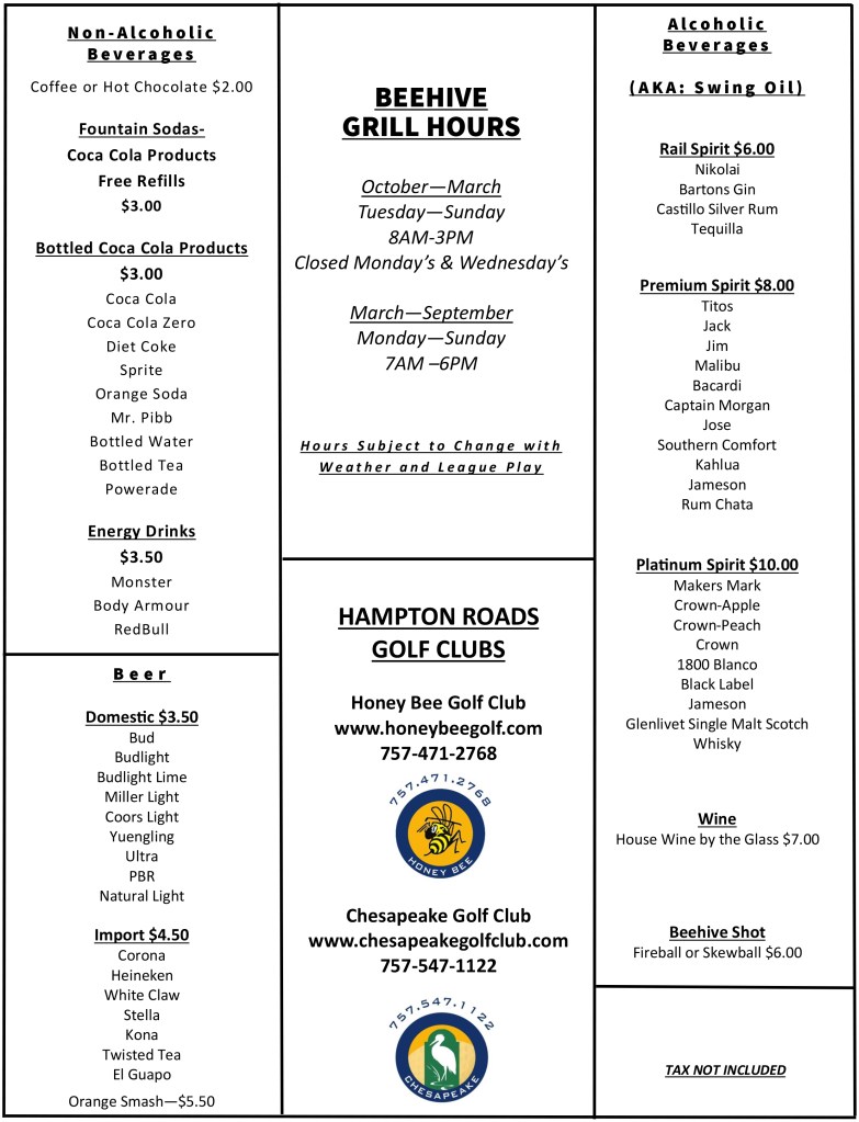 Food & Beverage - Honey Bee Golf Club